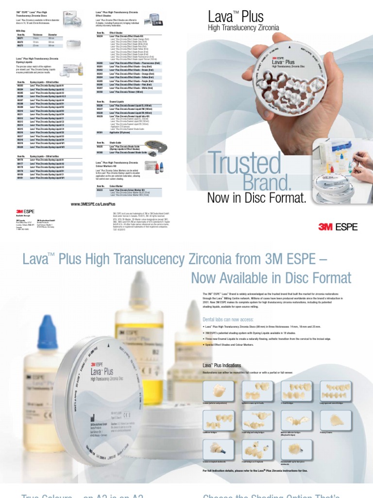 Lava Plus High Translucency Zirconia Brochure | PDF | Sintering | Materials