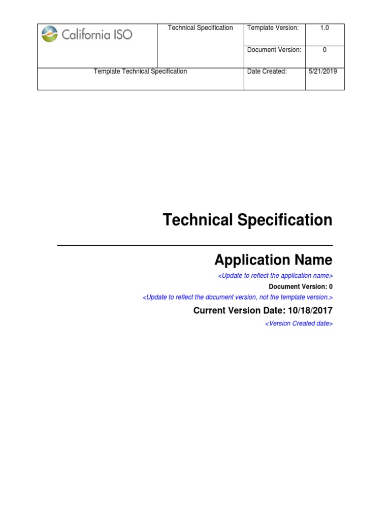 TechnicalSpecification Template TechnicalUserGroup | PDF | Specification (Technical Standard) | Xml