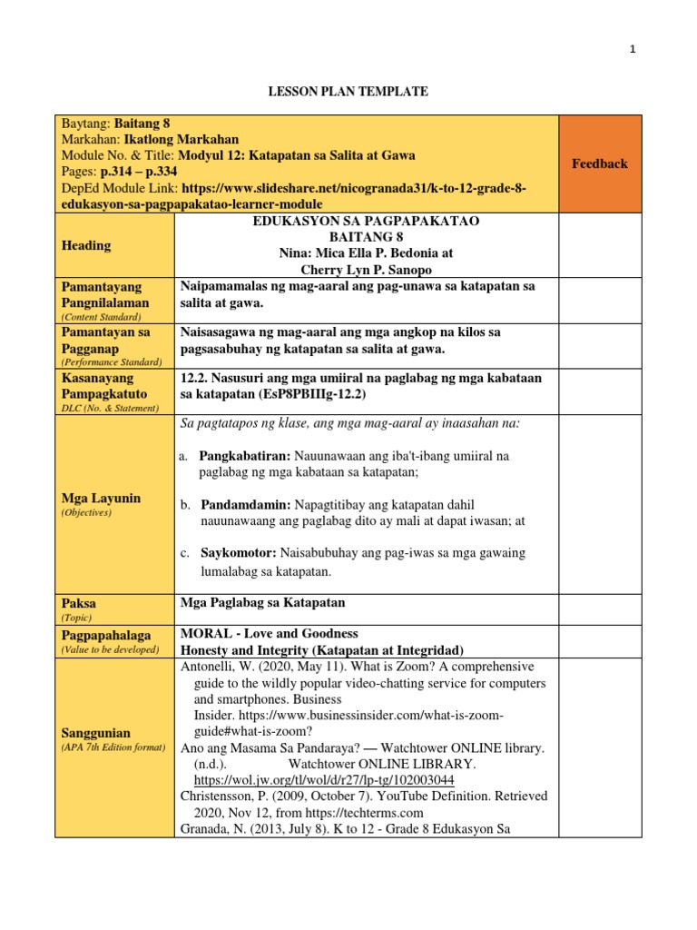 Final Team Teaching Lesson Plan | PDF