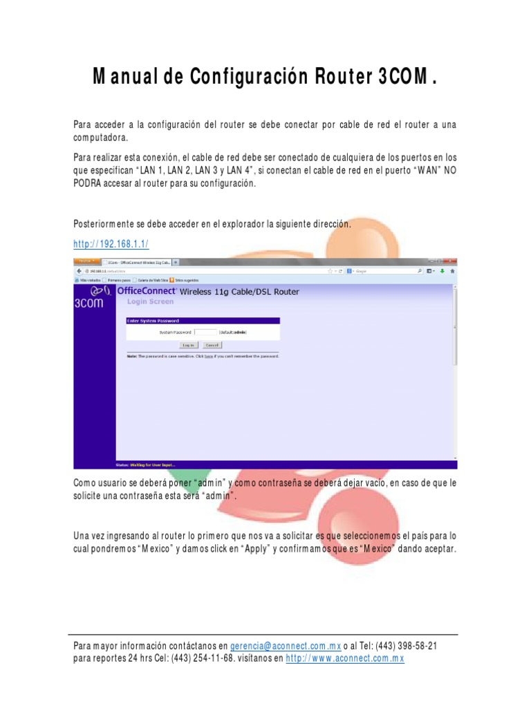 Configuración del Router 3COM | PDF