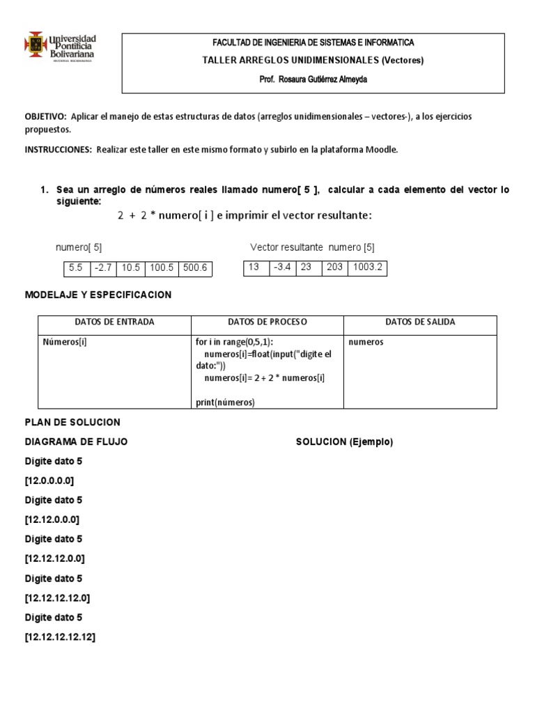 Taller Arreglos Unidimensionales - Vectores | PDF | Estructura de datos ...