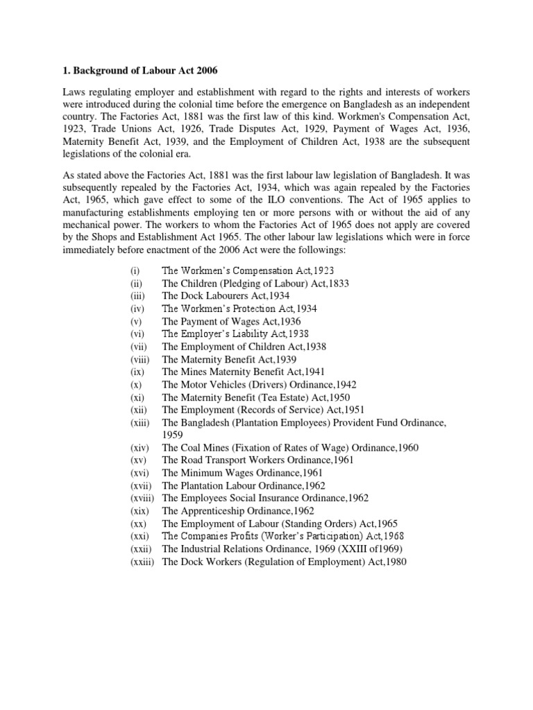 Bangladesh Labor Law Handout | PDF | Belt (Mechanical) | Labour Law