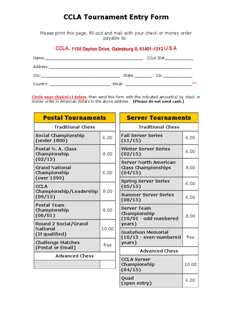 Server Chess Entry Form | PDF | Business