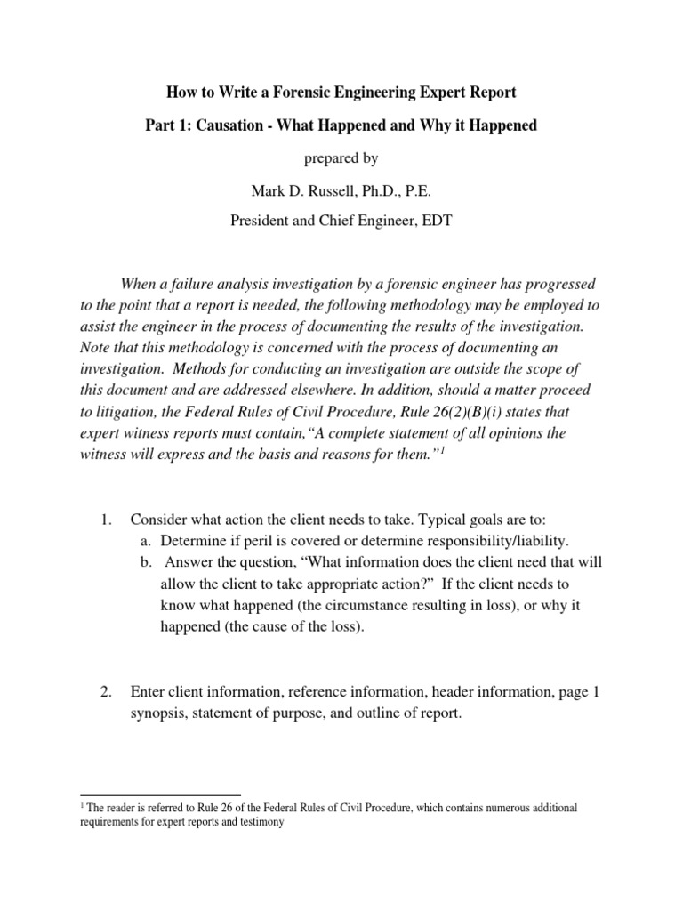 Forensic Engineering Report Writing Method | PDF | Expert Witness | Science