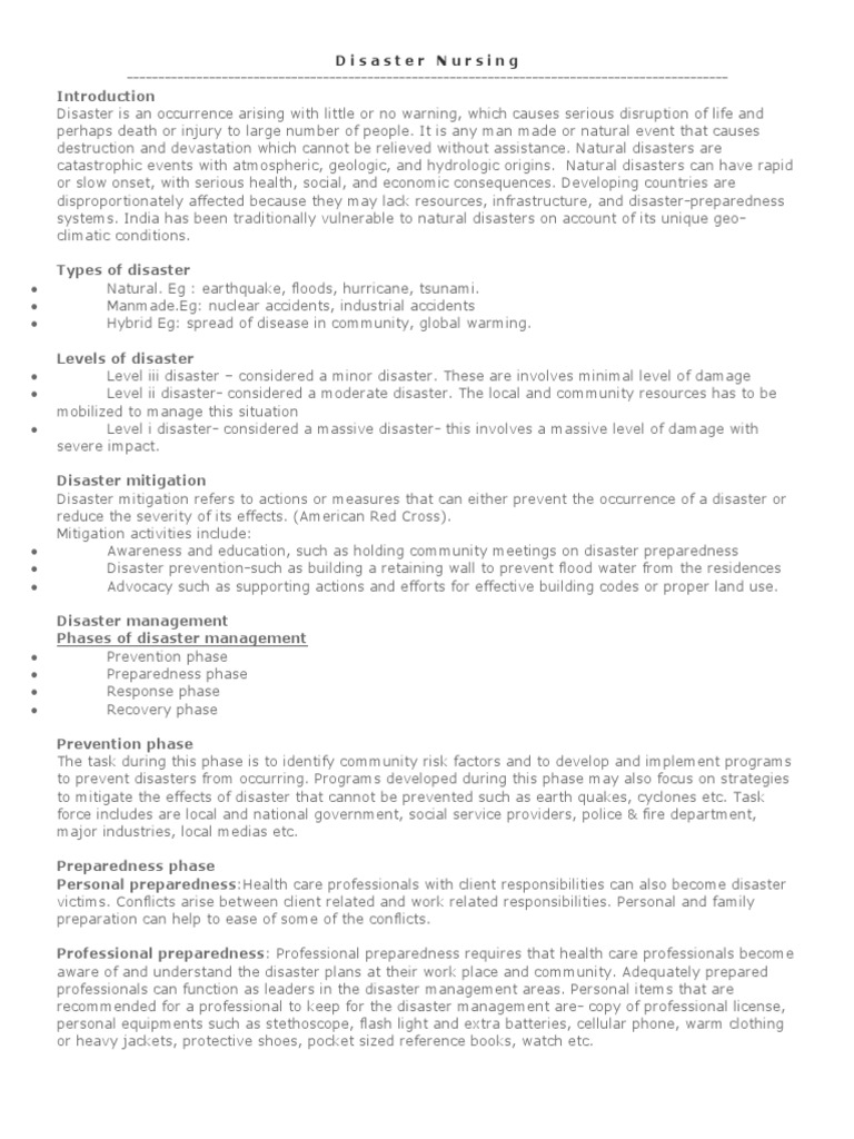 Disaster Nursing | PDF | Emergency Management | Emergency Department