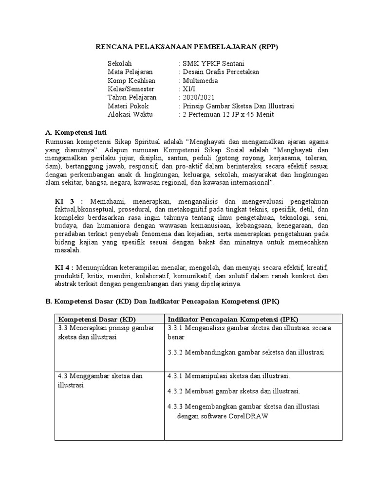 KD 3.3 Gambar Sketsa Dan Ilustrasi - DGP | PDF