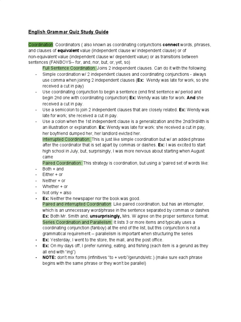 English Grammar Study Guide | PDF | Comma | Verb