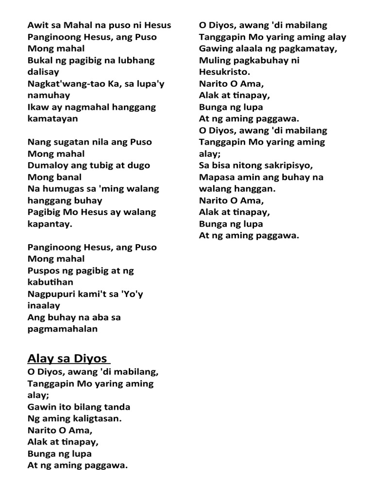 Awit Sa Mahal Na Puso Ni Hesus | PDF