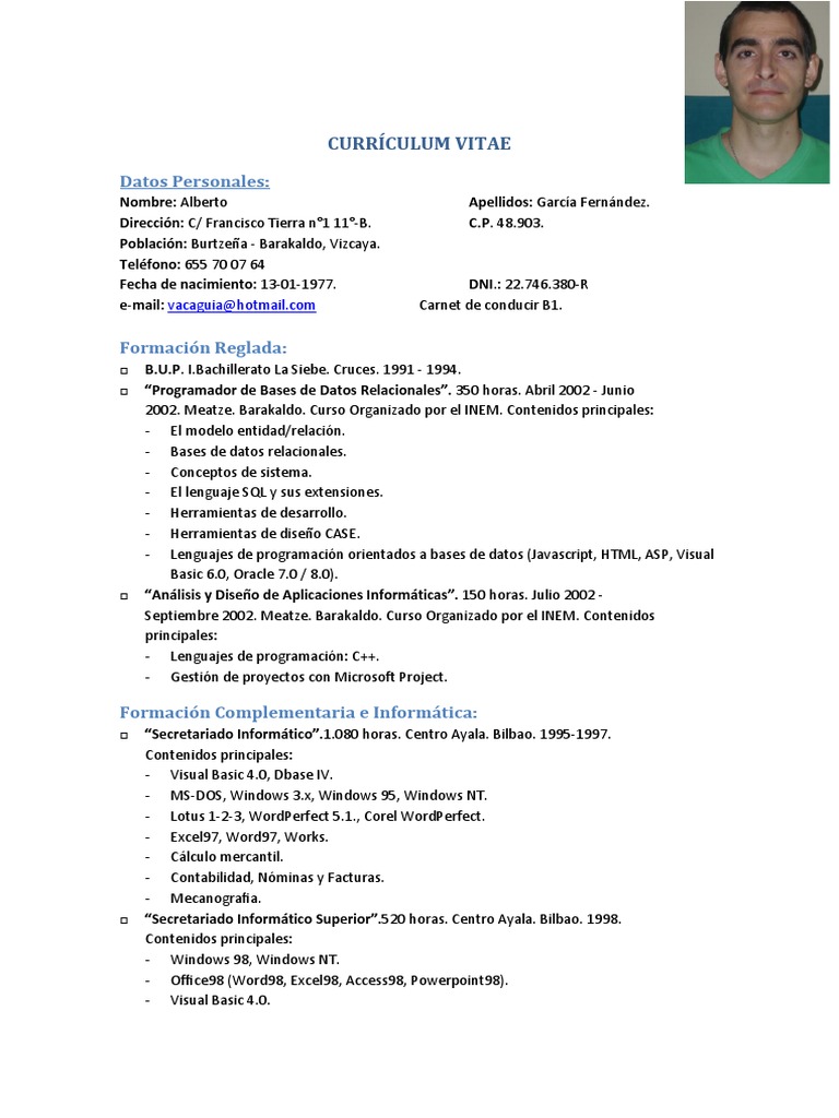 Currículum Vitae | PDF | Protocolo de transferencia de archivos | Microsoft Windows