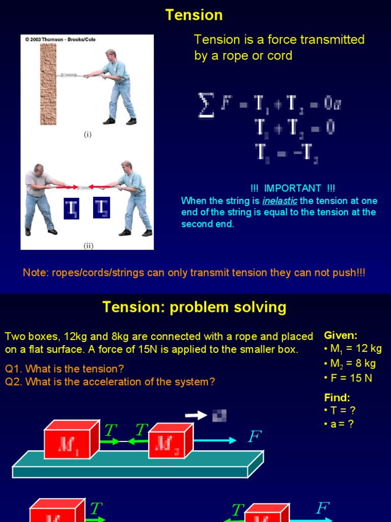 Lecture 9 - Tension and Pulleys | PDF | Tension (Physics) | Force