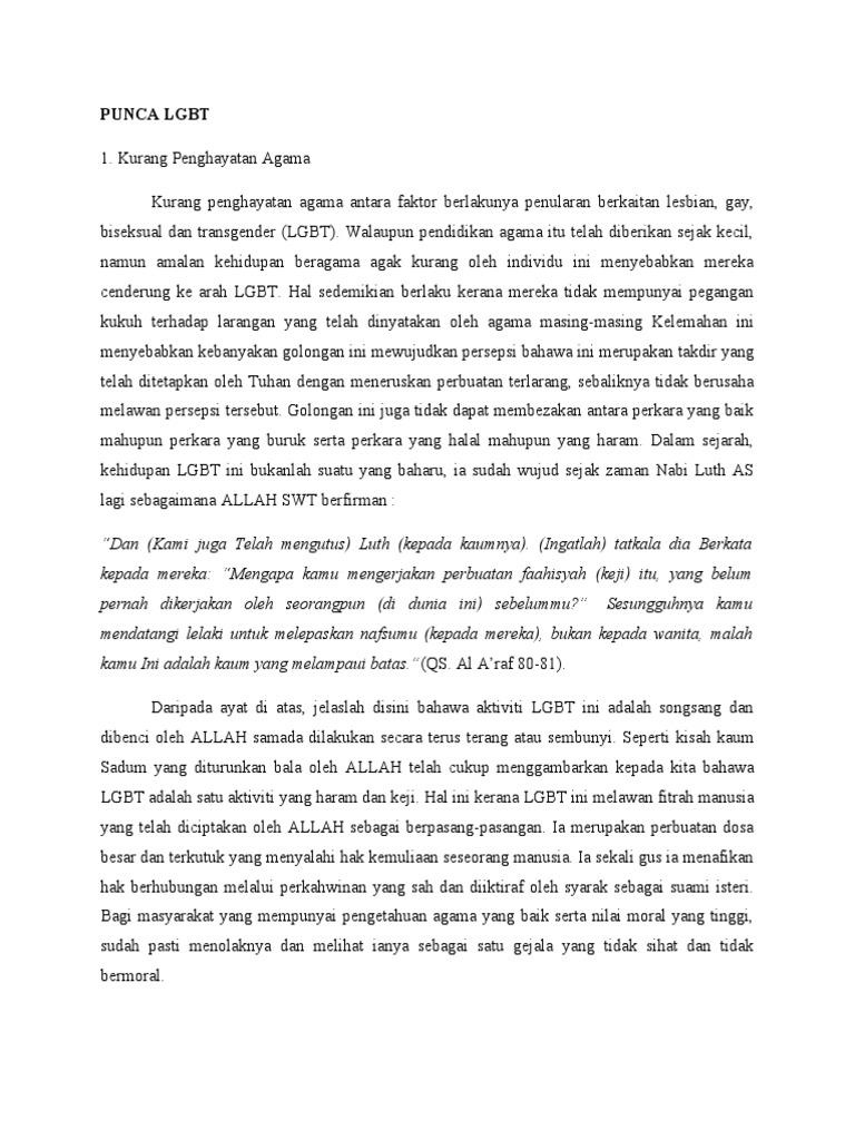 Punca dan Kesan LGBT dalam Masyarakat | PDF