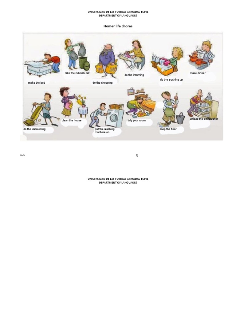 Daily Chores Vocabulary Guide | PDF