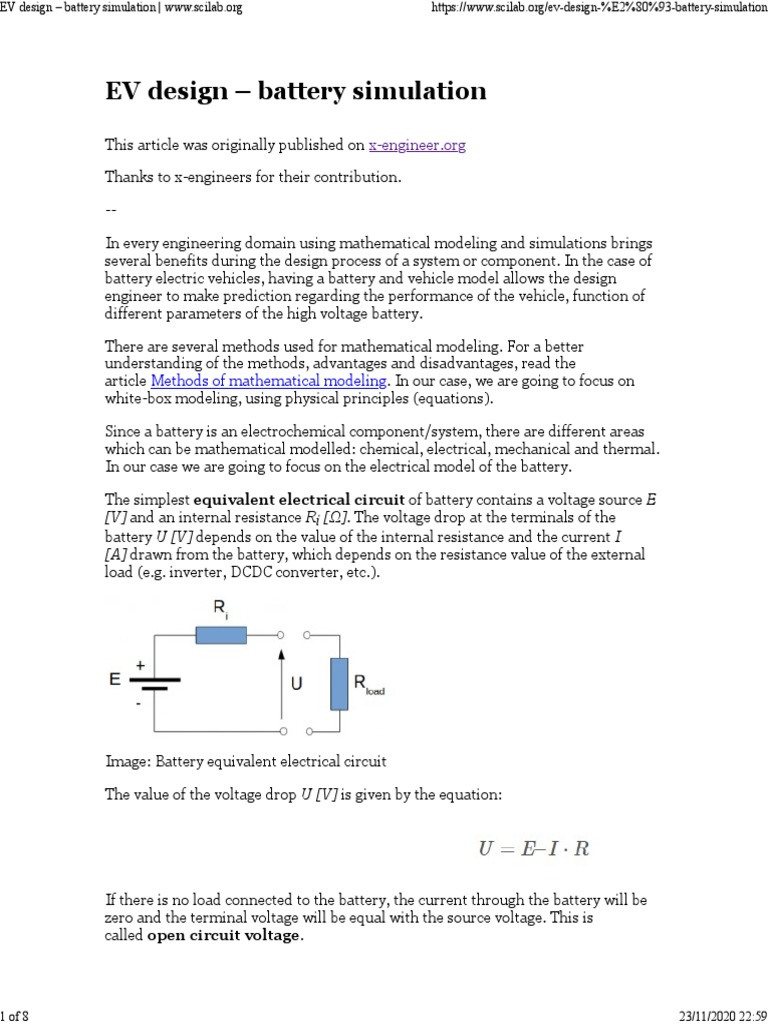 Scilab Design Battery Simulation Pdf Electrical Network Electrical Resistance And Conductance 