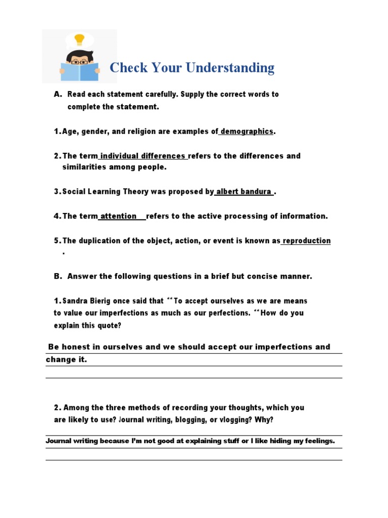 Worksheet Task 2 Check Your Understanding | PDF