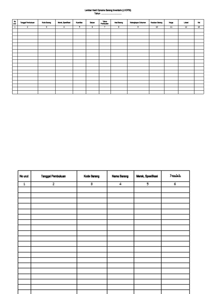 Form Inventarisasi | PDF
