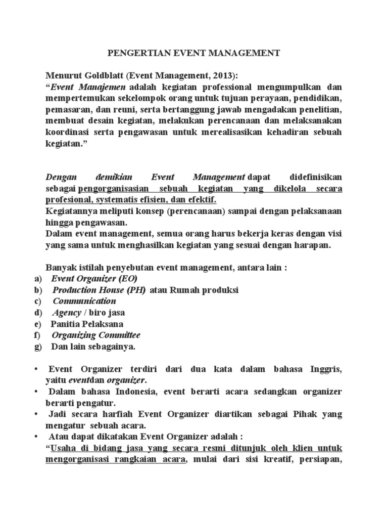Pengertian Event Management | PDF