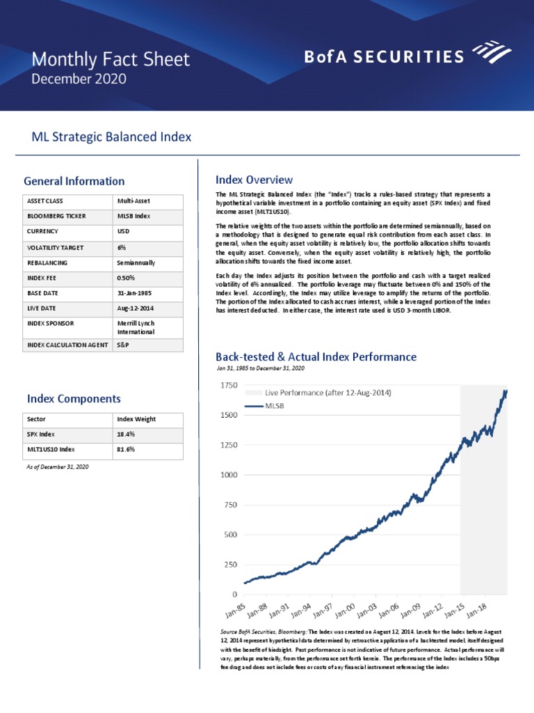 ML Stragegic Balance INDEX - FACT SHEET | PDF | Derivative (Finance ...