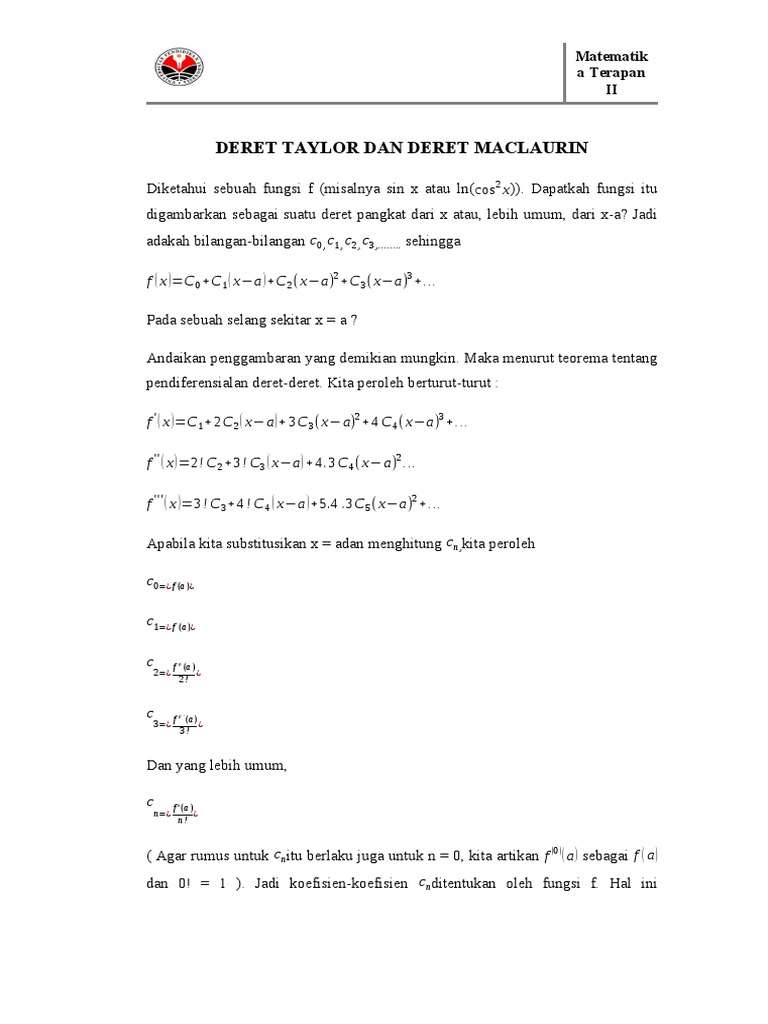 Deret Taylor dan Deret Maclaurin | PDF