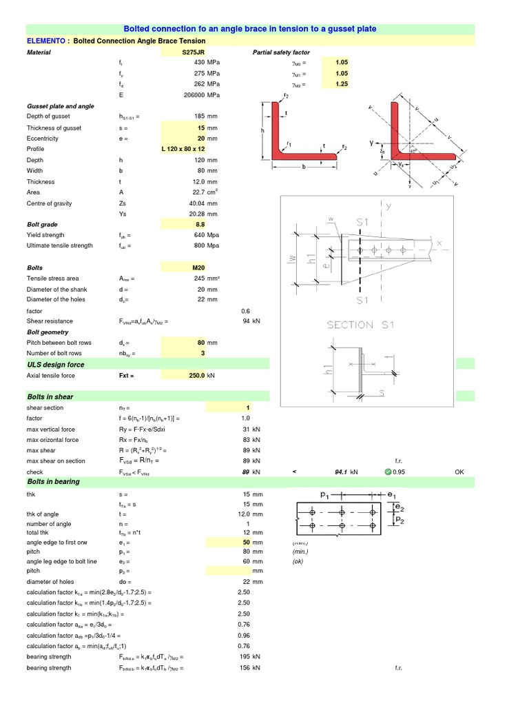 Bolted Connection Angle Brace Tension | PDF | Screw | Building Engineering