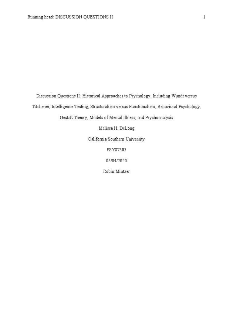 Historical Approaches To Psychology | PDF | Psychology | Cognitive Science