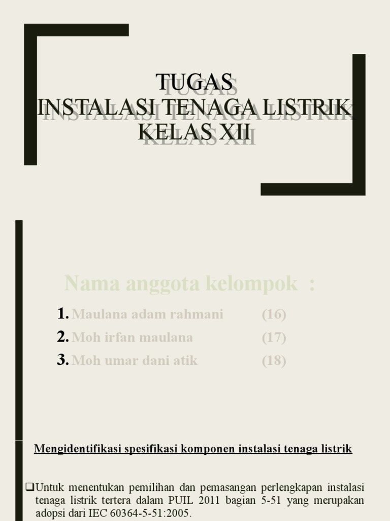 Tugas Itl Kelompok 6 - Spesifikasi Komponen Instalasi - (16,17,18) - Xii Titl 1 | PDF