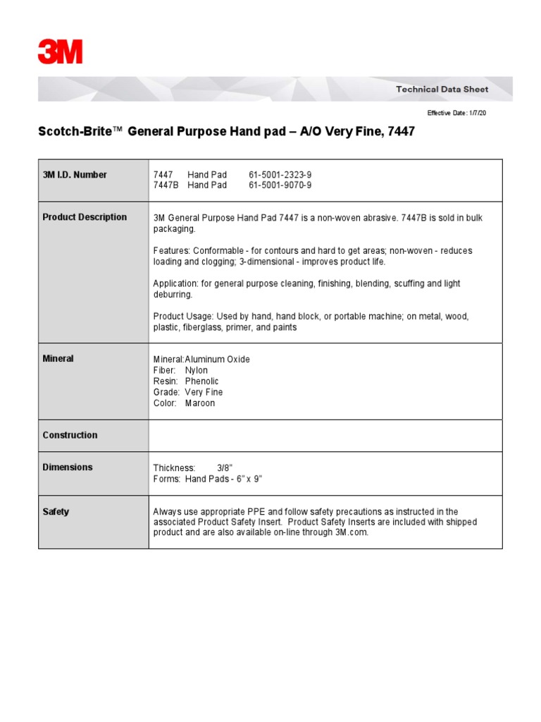 7447 Tech Data Sheet | PDF | Legal Remedy | Safety