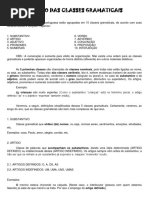 Resumo de Classes Gramaticais - para Imprimir | PDF