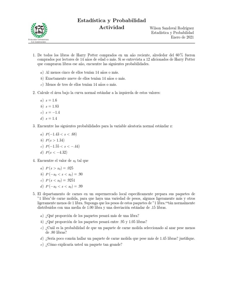 Estad Stica y Probabilidad | PDF