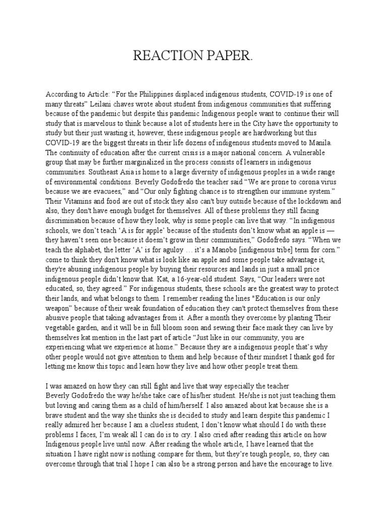 Reaction Paper | PDF | Self-Improvement