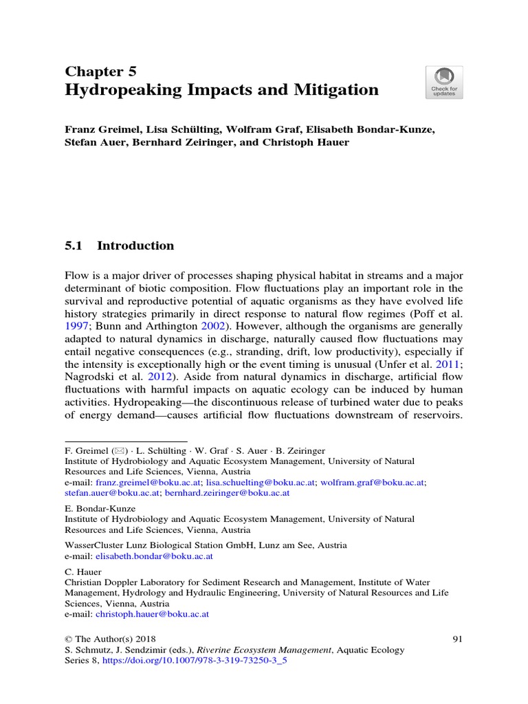 Hydropeaking Impacts and Mitigation | PDF | River | Ecology