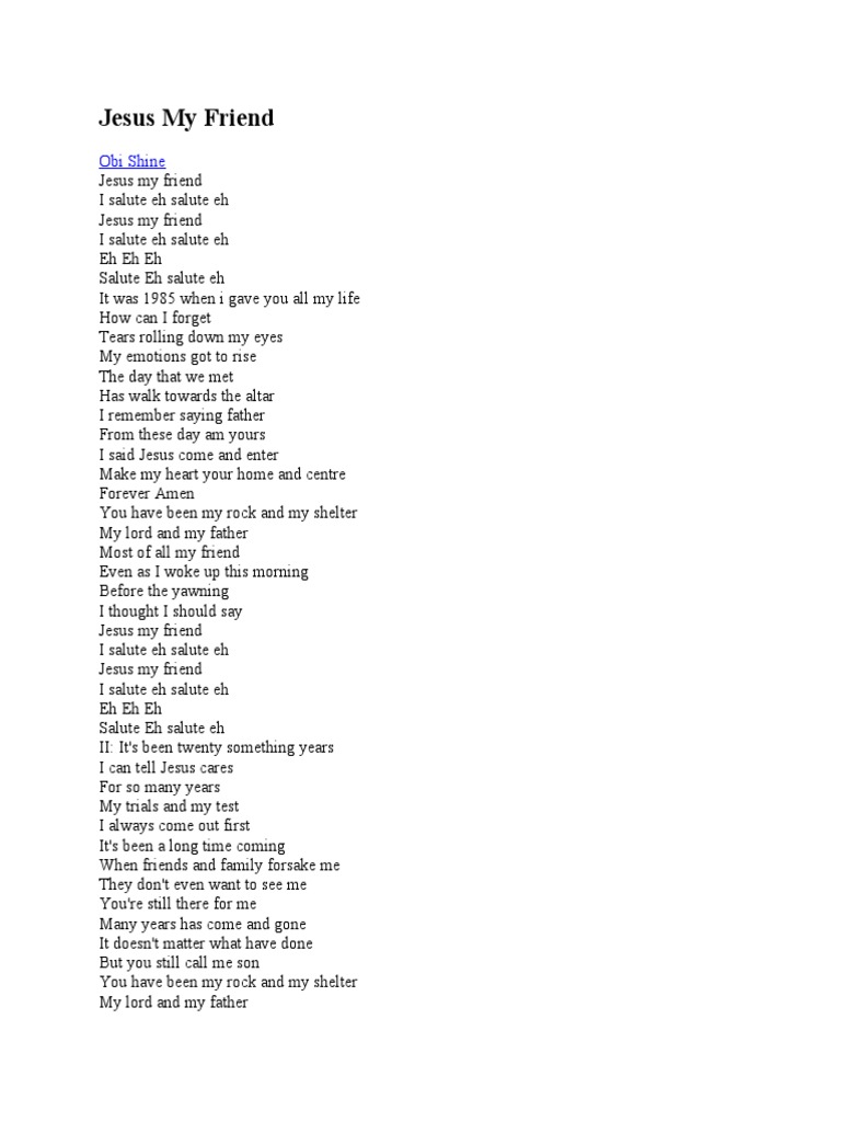 Jesus My Friend Obi Shine Pdf