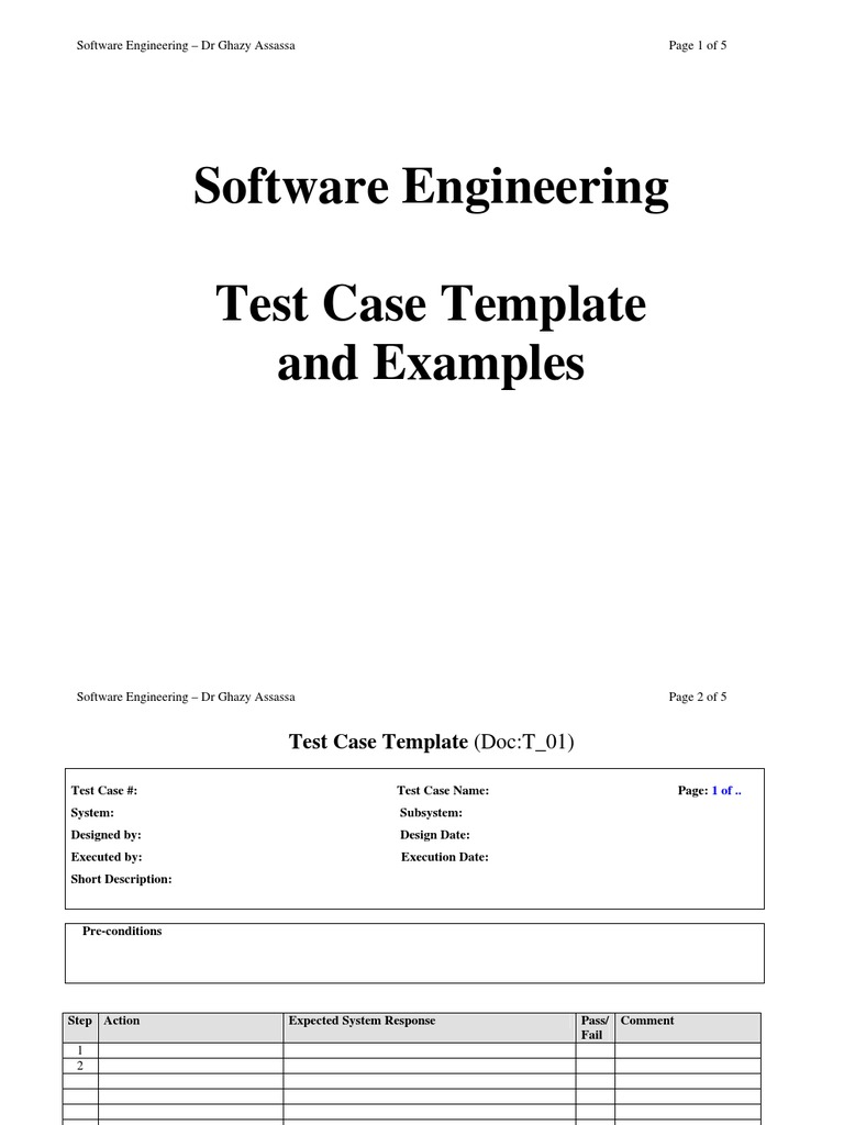 Test Case Template | PDF