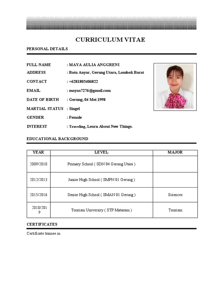 Soft File CV Maya Aulia Anggeni | PDF