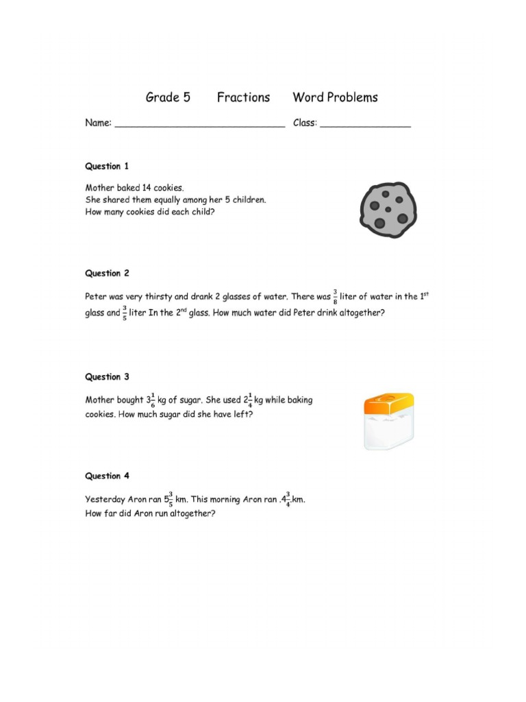 Grade 5 Word Problem Worksheets | PDF