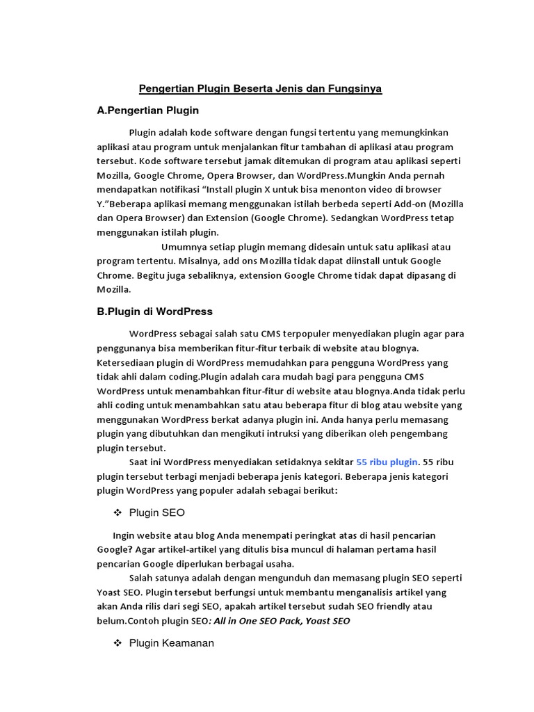 Pengertian Plugin Beserta Jenis Dan Fungsinya Ayu | PDF
