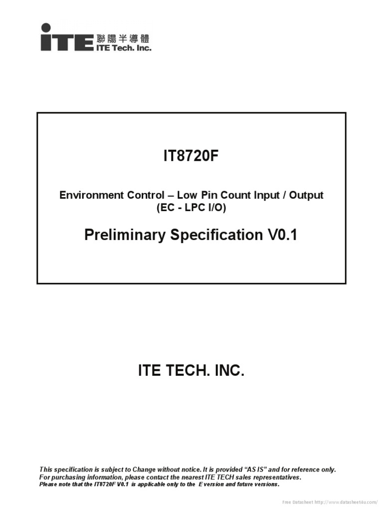 It8720f Ite | PDF | Input/Output | Computer Keyboard