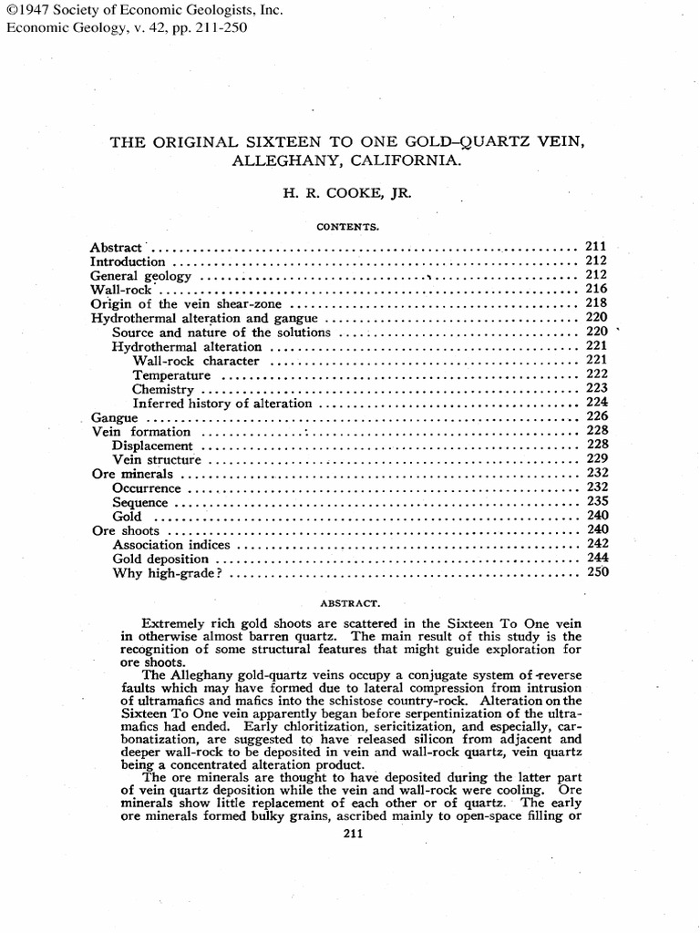 Contents.: Ore Shoots | PDF | Petrology | Mineralogy