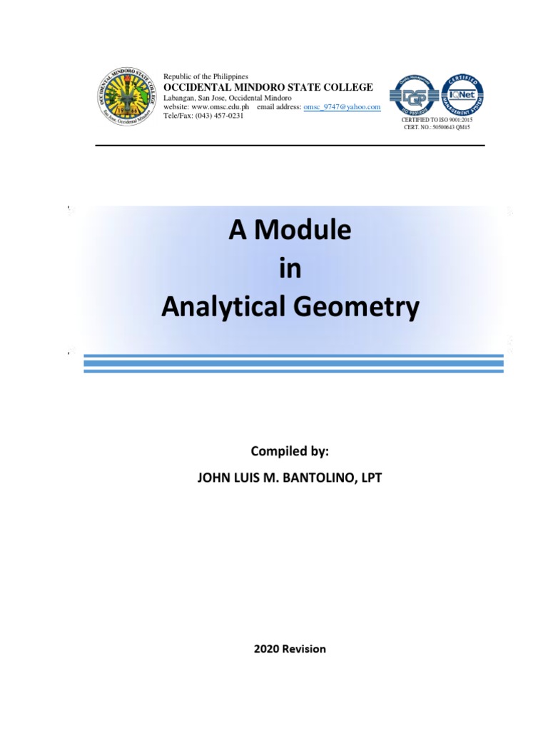 Module Chapter1 Analytical Geometry | PDF | Angle | Analytic Geometry