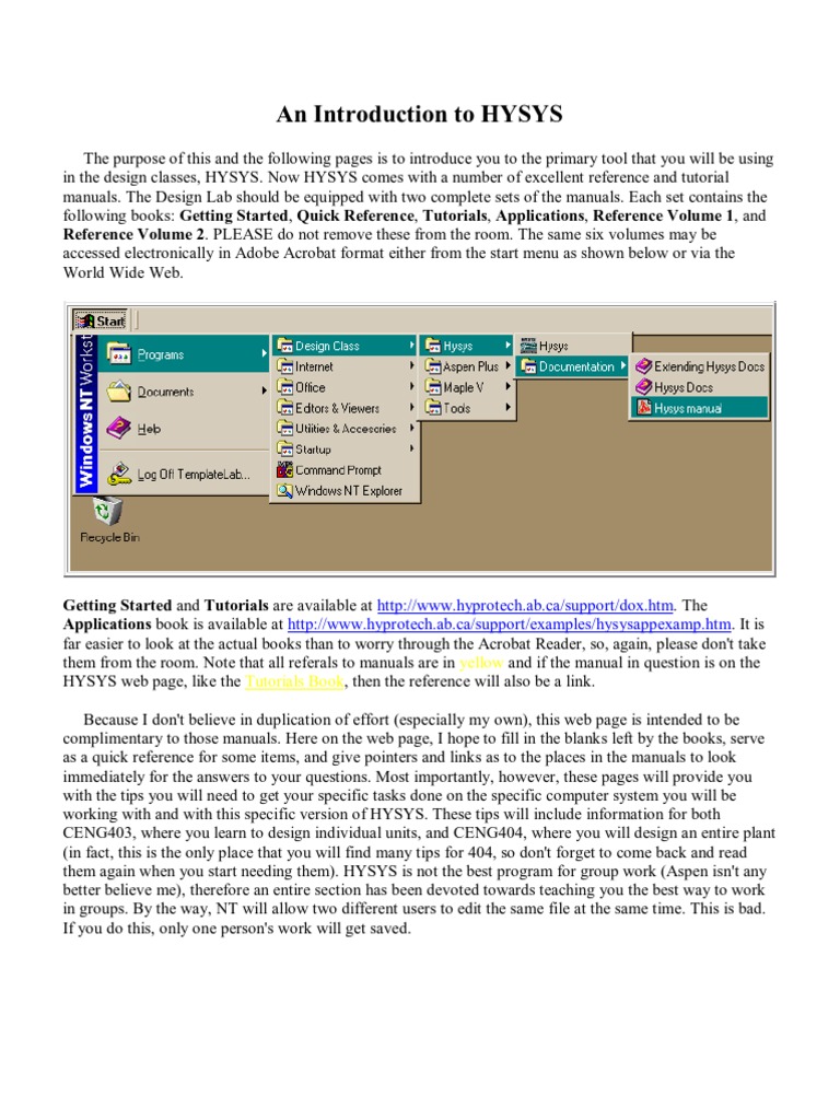 An Introduction To HYSYS | PDF | Chemical Reactor | Chemical Equilibrium