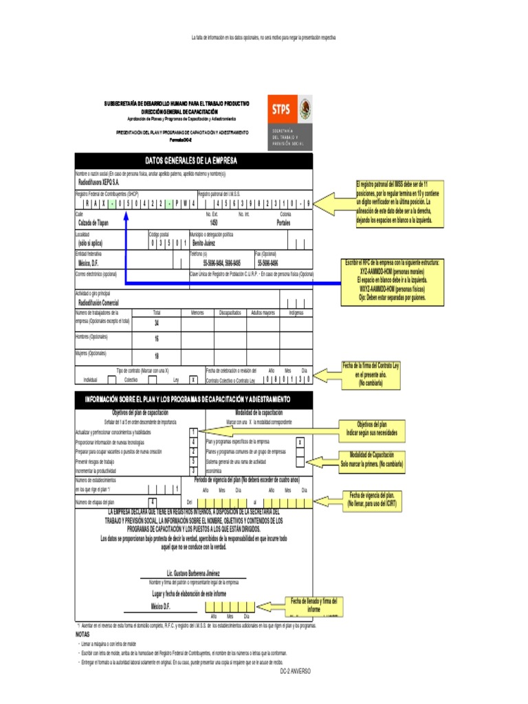 Formato DC-2 - Ejemplo Llenado | PDF | Empresas | Business
