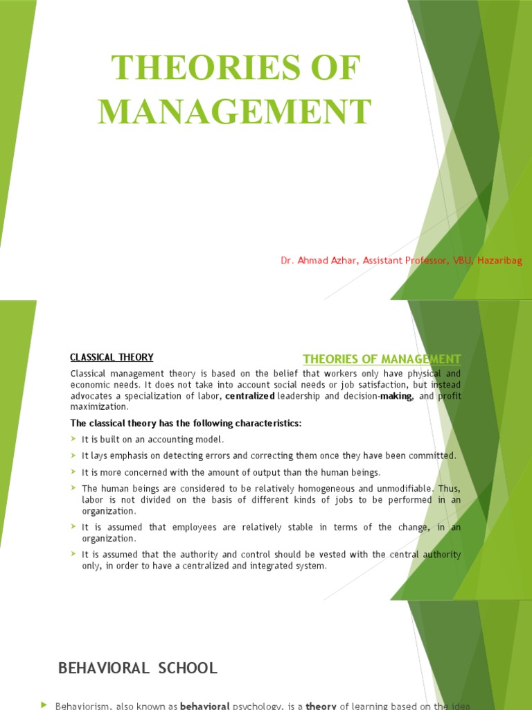 03 Classical, BEHAVIOURAL, System APPROACH and Principle of Management ...