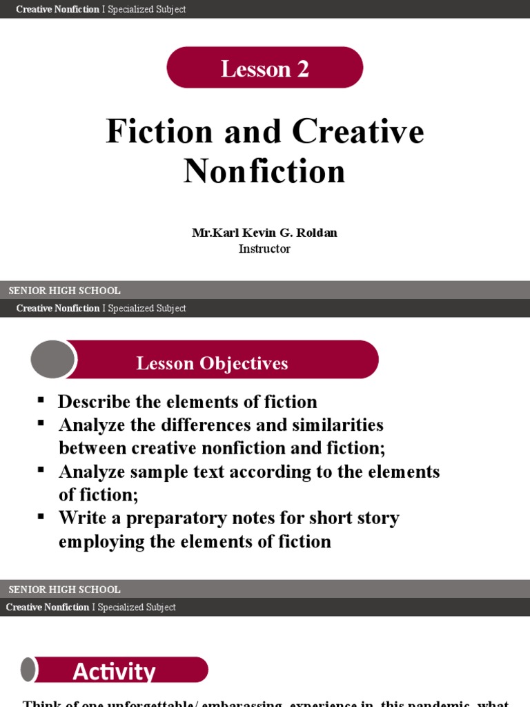 Analyzing the Elements of Fiction and the Differences Between Fiction ...