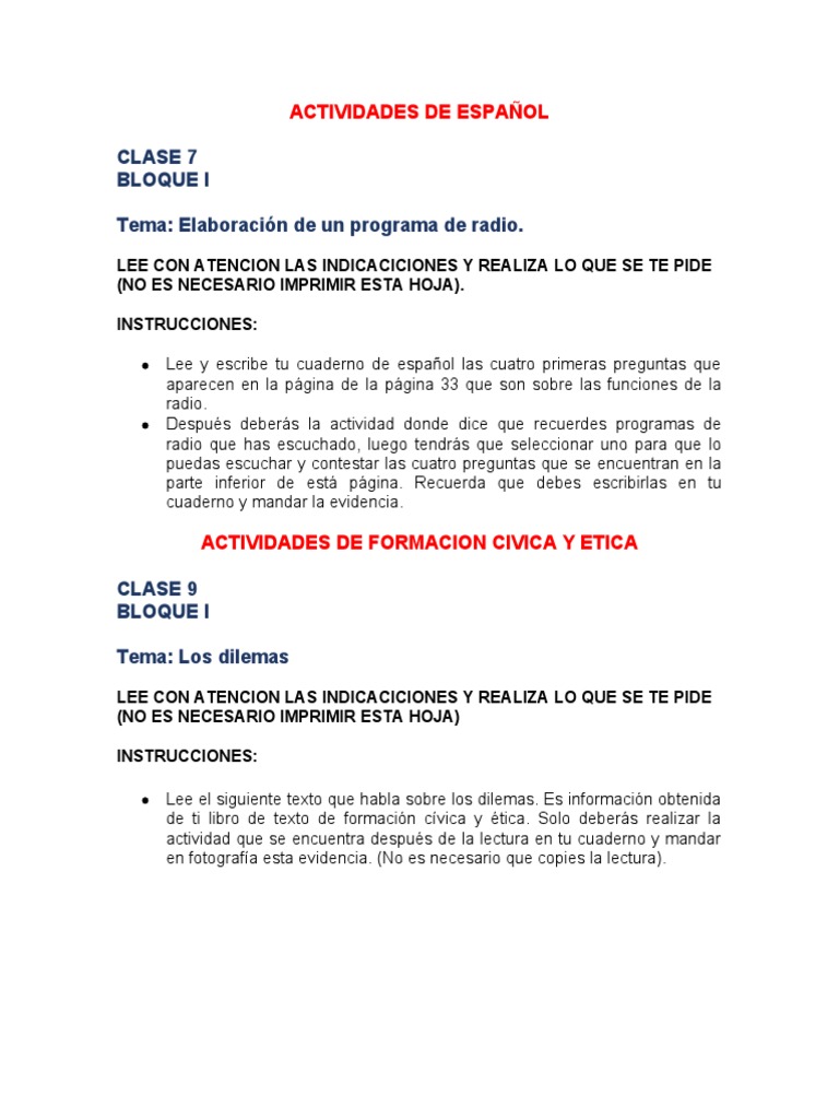 Clase 7 Español | PDF