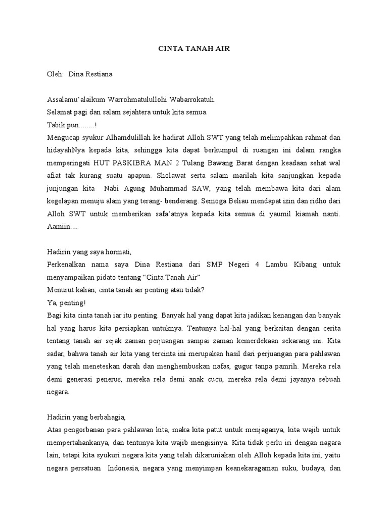 Pidato CINTA TANAH AIR | PDF