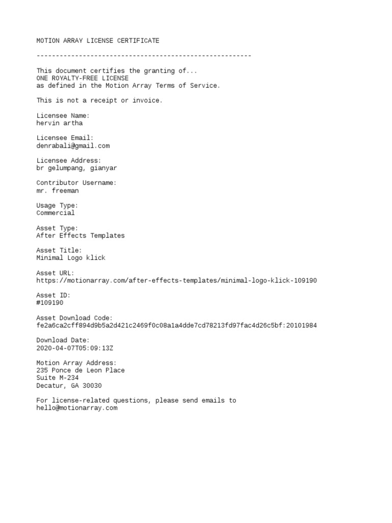 Motion Array License for Logo Template | PDF
