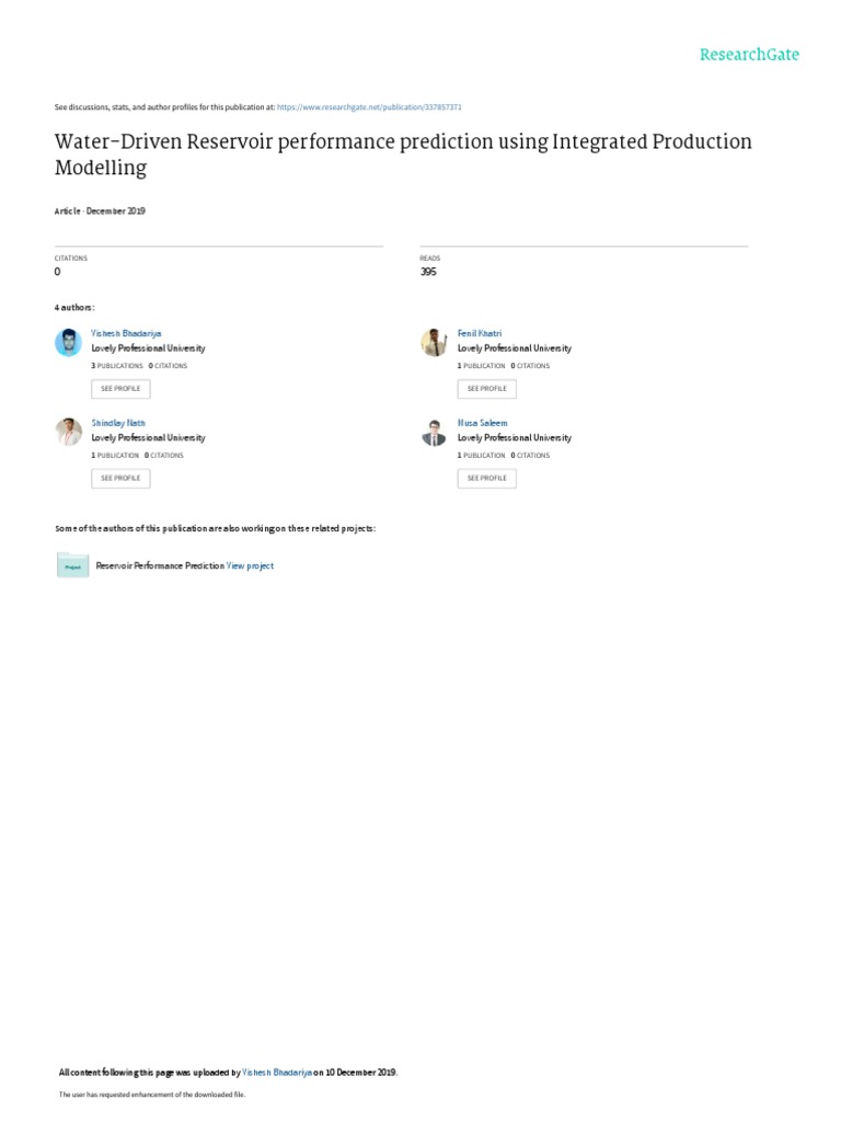 Water-Driven Reservoir Performance Prediction Using Integrated ...