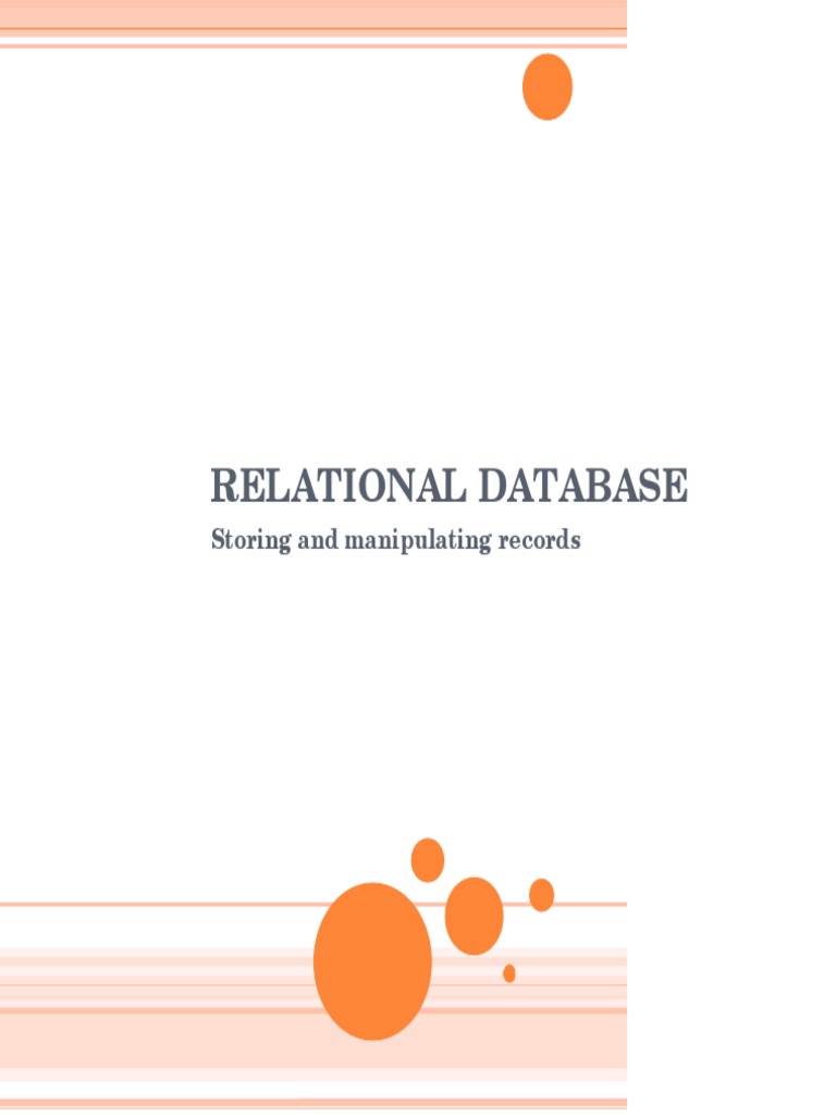 Relational Database Storing And Manipulating Records Pdf My Sql Databases