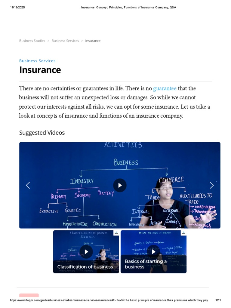 Insurance - Concept, Principles, Functions of Insurance Company, Q&A ...