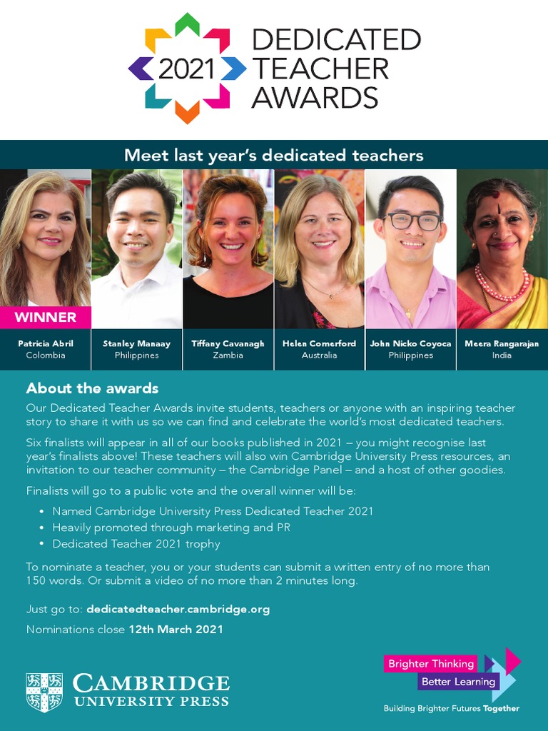 Meet Last Year's Dedicated Teachers: About The Awards | PDF