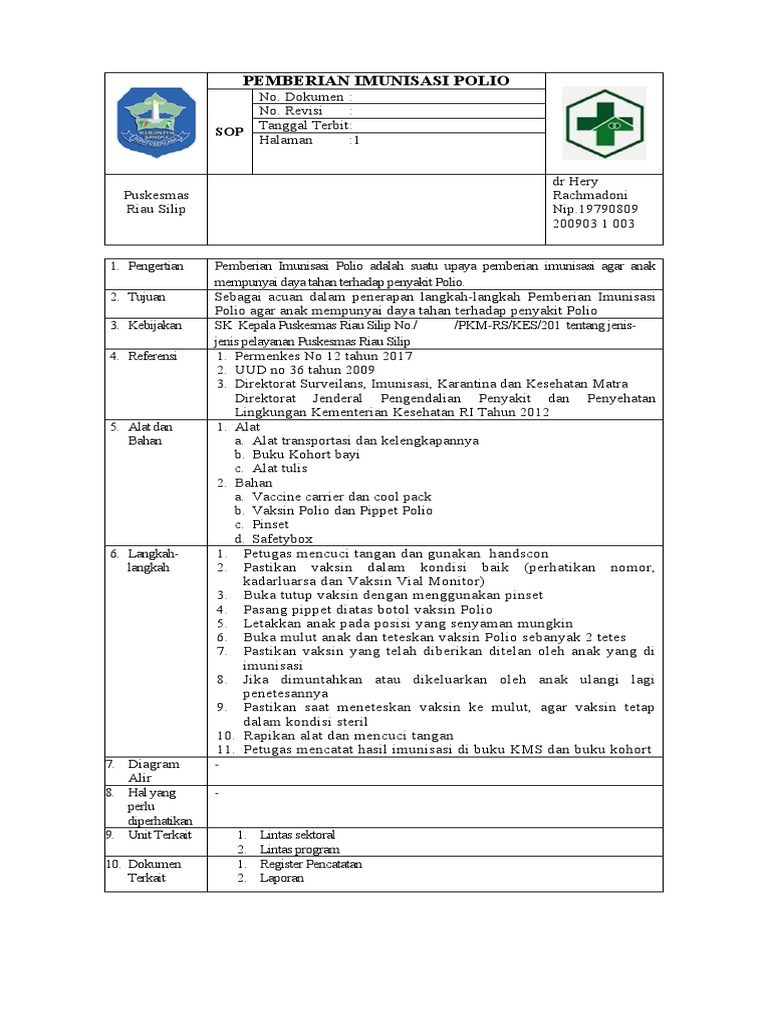 SOP Pemberian Polio | PDF